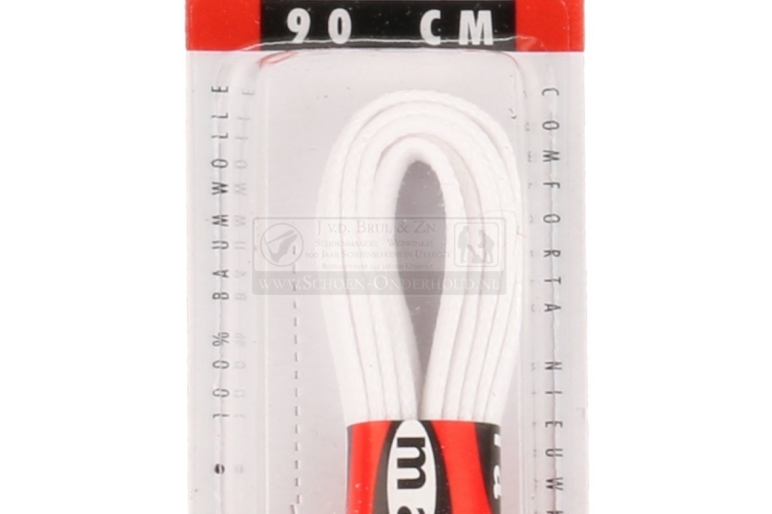 Veters 90 centimeter gewaxt plat breed Wit | schoenveters